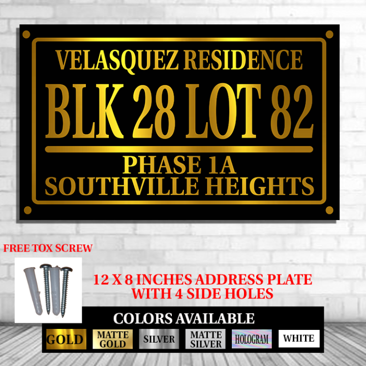 HOUSE NUMBER ADDRESS PLATE 12X8 INCHES SCREWS INCLUDED | Lazada PH