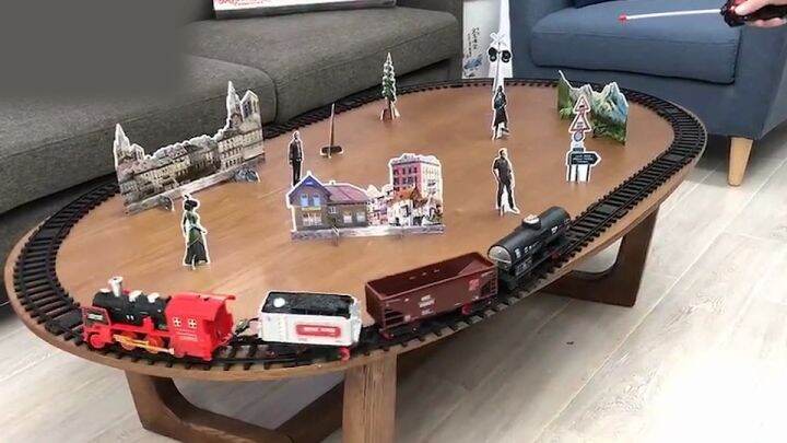 LEQI Train Sets Rechargeable Classic Steam Train Toy Set Electric Smoke ...