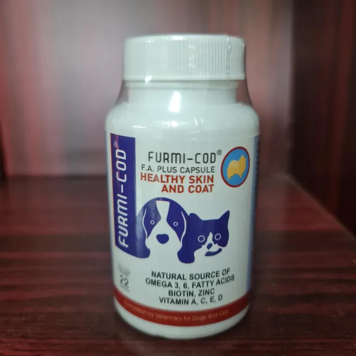 Furmi-cod บำรุงขนสำหรับสุนัข และแมว ขนสวยเงางาม นุ่ม จำนนวน 22 เม็ด/ขวด ...