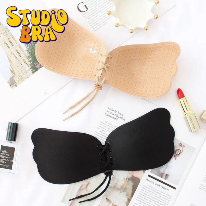 𝙎𝙩𝙪𝙙𝙞𝙤 𝘽𝙧𝙖 - บราปีกผีเสื้อ บราปีกนกไร้สาย มีเชือกรูดตรงกลาง (รหัส: 002) | Lazada.co.th