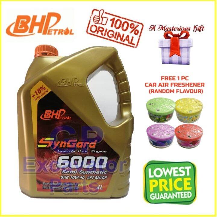 (100% Original Oil)BHP SynGard 6000 (Semi Synthetic) SAE 10W-40 4Litre ...