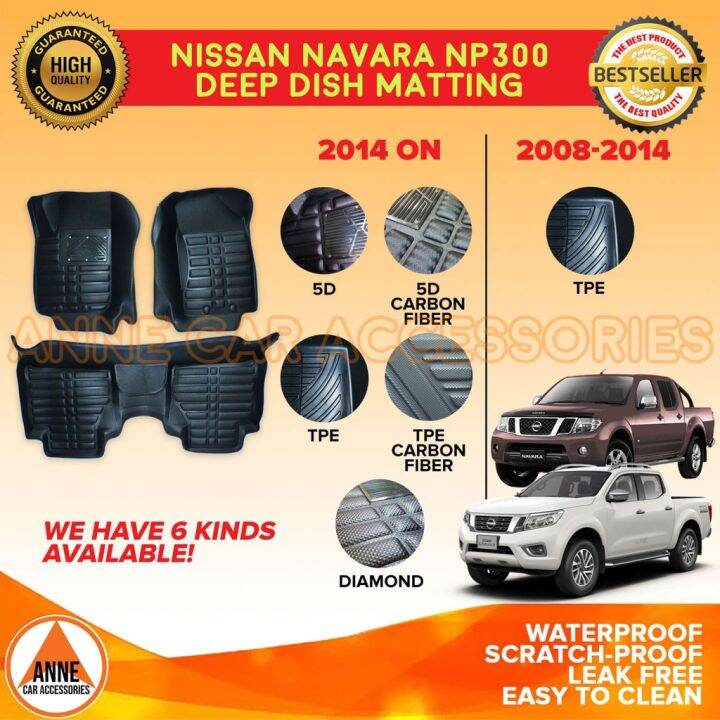 5DTPE Car Deep Dish Matting for Nissan Navara VL EL Calibre NP300 2008 ...