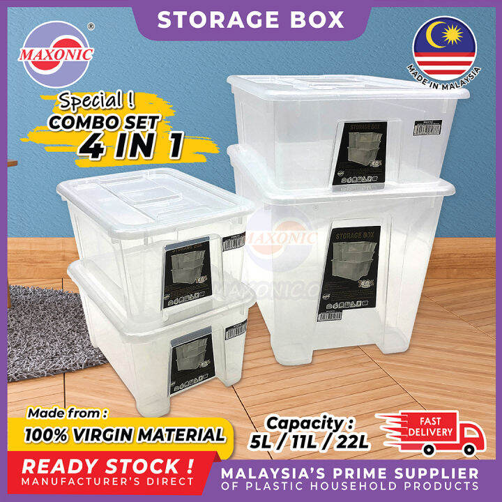 MAXONIC Combo 4 In 1 Set Multipurpose Modern Storage Box Minimalist ...