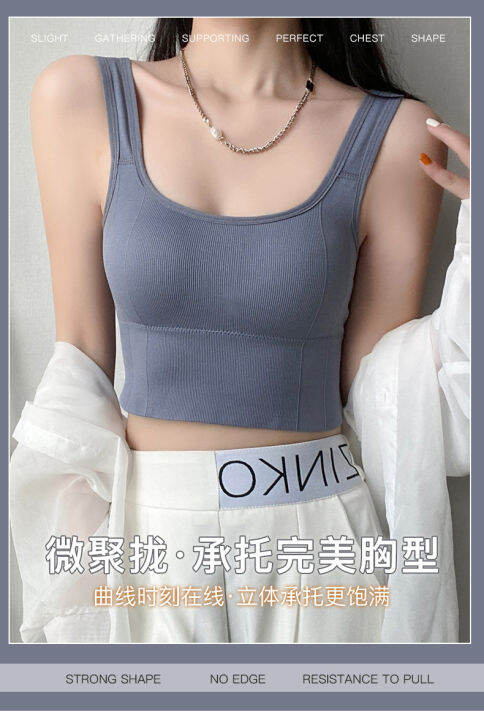 [NOW WITH LARGE SIZE] SB003 WOMEN SPORT BRA SEAMLESS BREATHABLE SPORT BRAS 8 COLORS COTTON VEST ...