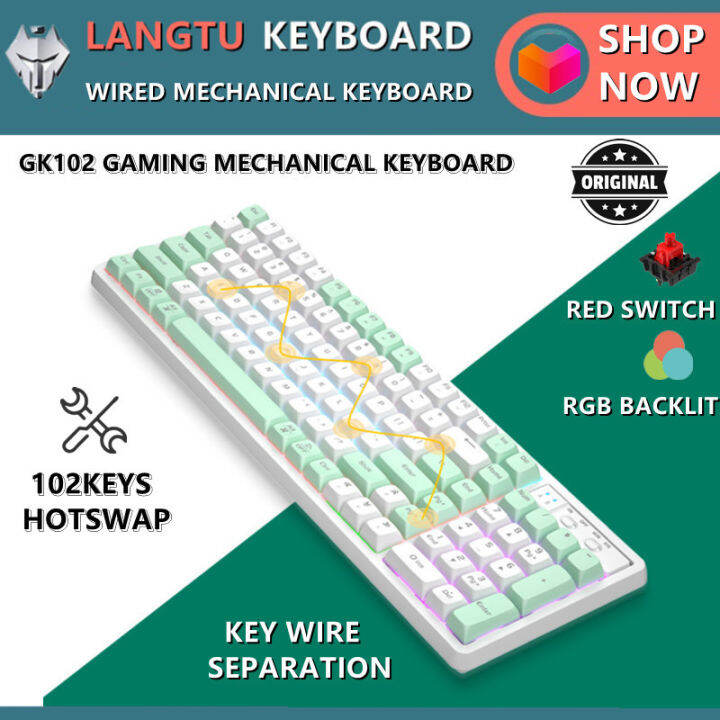 LANGTU GK102 dual system Wired RED SWITCH HOTSWAP mechanical keyboard RGB keyboard gaming ...