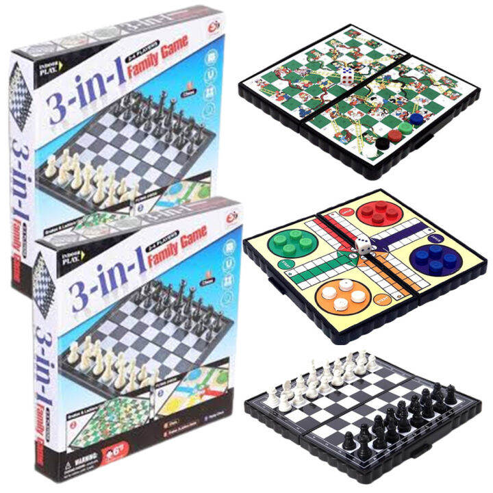 3 In 1 Party Game Board Game Chess Ludo And Snake & Ladder Traditional ...