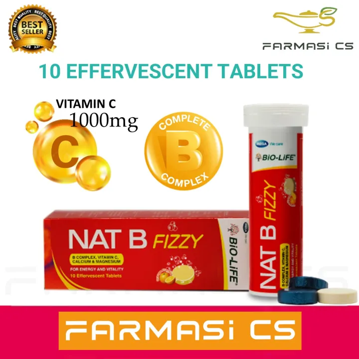 Bio-Life Nat B Fizzy 10 Tablets EXP:05/2023 [ Vit C, Calcium, Magnesium ...