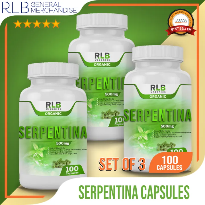 Set of 3 - Organic Pure Natural Serpentina Capsules (100 Capsules ...