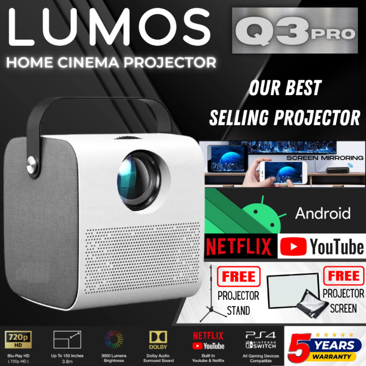 Q3 PRO PROJECTOR High HD Built-in App Android Box Lumos Ray Q3 Pro ...