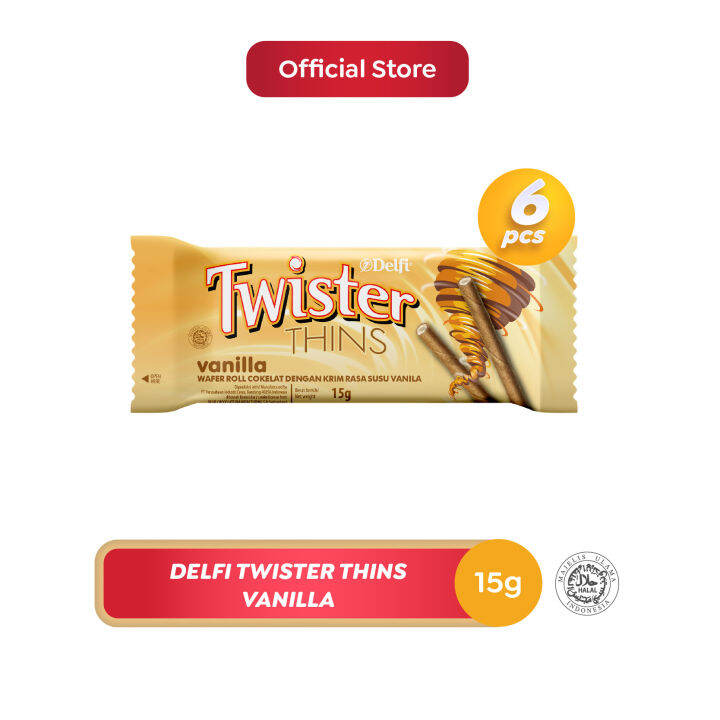 Delfi Twister Wafer Roll Thin Vanilla 15 g - 6 pcs | Lazada Indonesia