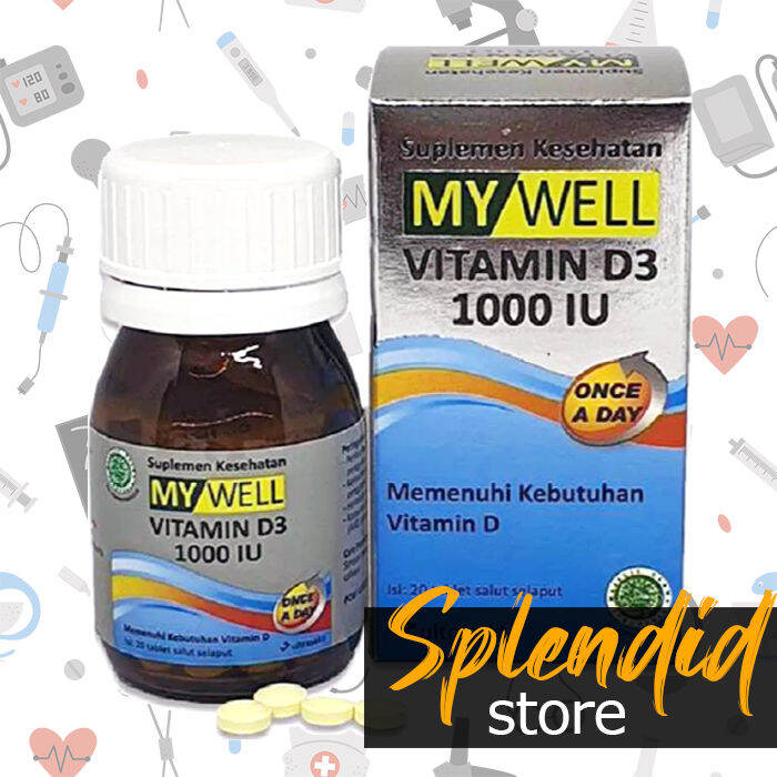 MYWELL Vitamin D3 1000 IU isi 20 tab | MY WELL Suplemen Vitamin D3 ...