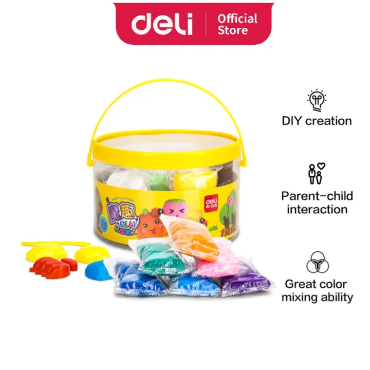 Deli Education Soft Clay Bright Colors And Delicate Touch Air-Dried 12 ...