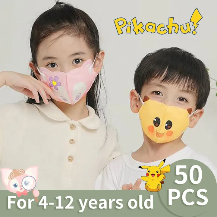 Hourser kids face mask 50pcs cartoon cute mask 3ply breathable 3d ...
