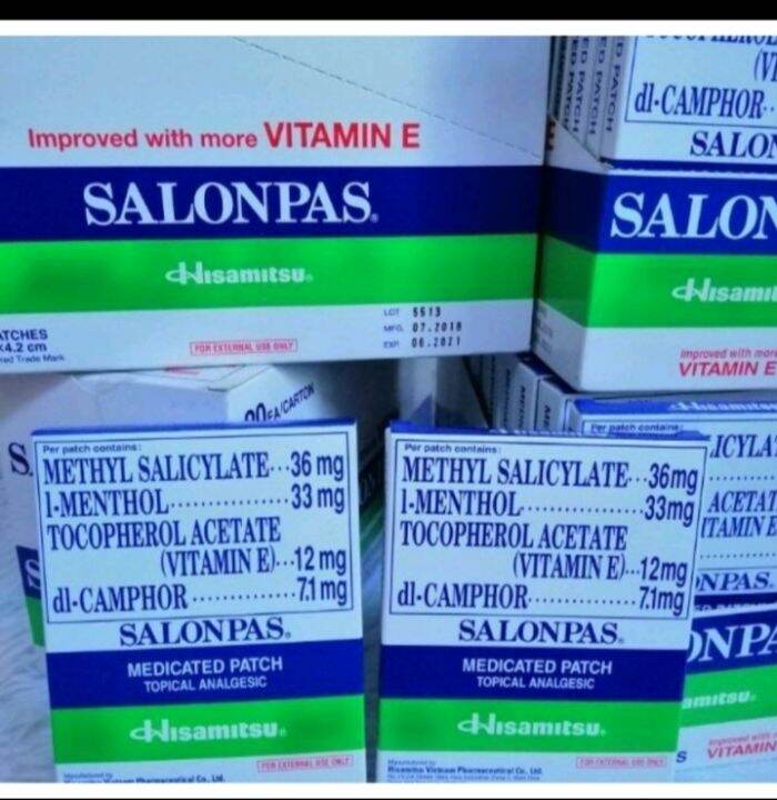 SALONPAS METHYL SALICYLATE E-MENTHOL TOCOPEROL ACETATE [VITAMIN E] DE ...
