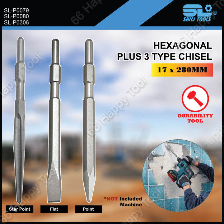 SHILI TOOLS SL-P0306 Hexagonal Star Point | Point | Flat Chisel Durable ...