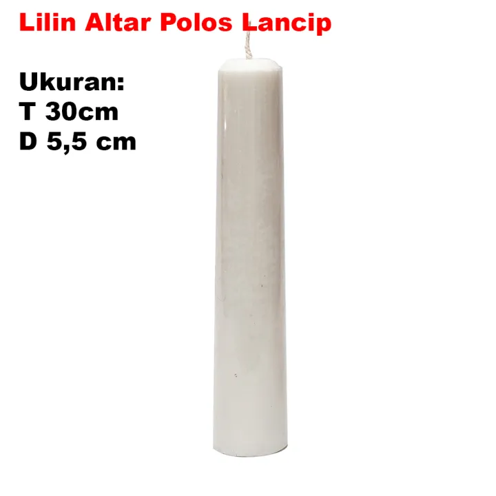 Lilin Misa Altar Putih Polos Lancip ( Uk. 30 x 5,5 cm ) Lilin Gereja ...