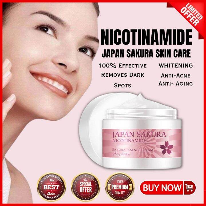 Japan Sakura Nicotinamide Essence Cream Collagen Moisturizing Whitening Face Serum Anti Aging ...