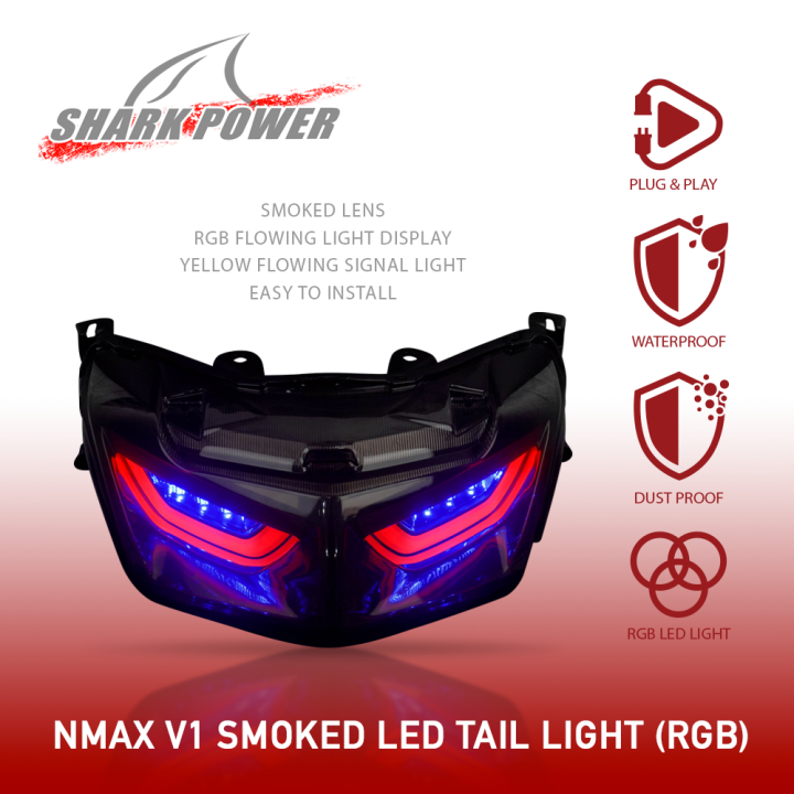 Shark Power Nmax v1 Tail Light RGB LED Light Dust Proof Waterproof Plug ...