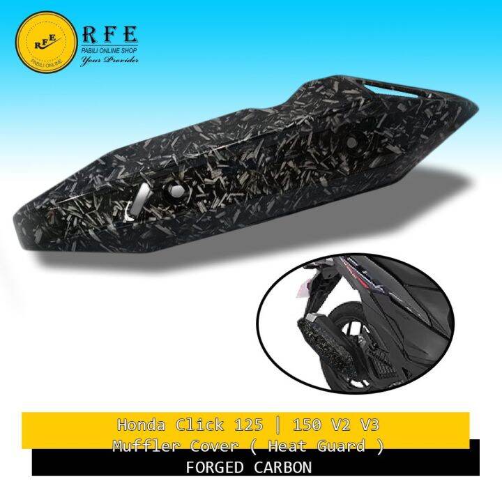 Honda Click 125 / 150 Muffler Cover Forged Carbon V2 / V3 Heat Guard ...