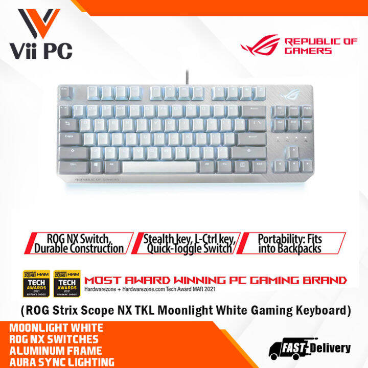 ASUS ROG Strix Scope NX TKL Moonlight White Wired Mechanical RGB Gaming ...