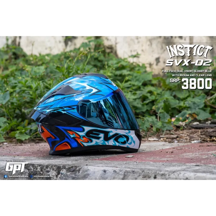 EVO SVX-02 Instict Full Face Dual Visor Helmet with Free Clear Lensi6G ...