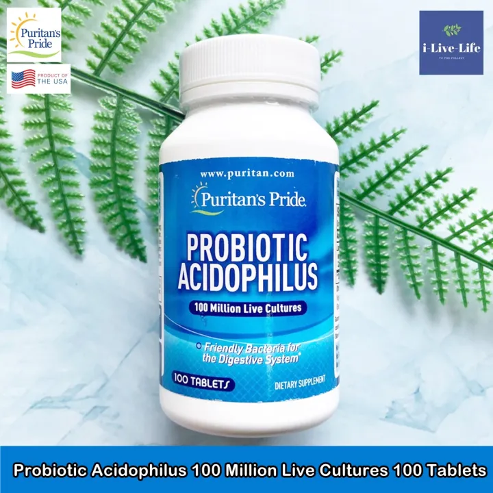 โปรไบโอติก Probiotic Acidophilus 100 Million Live Cultures 100 Tablets - Puritan's Pride โปรไบโ ...