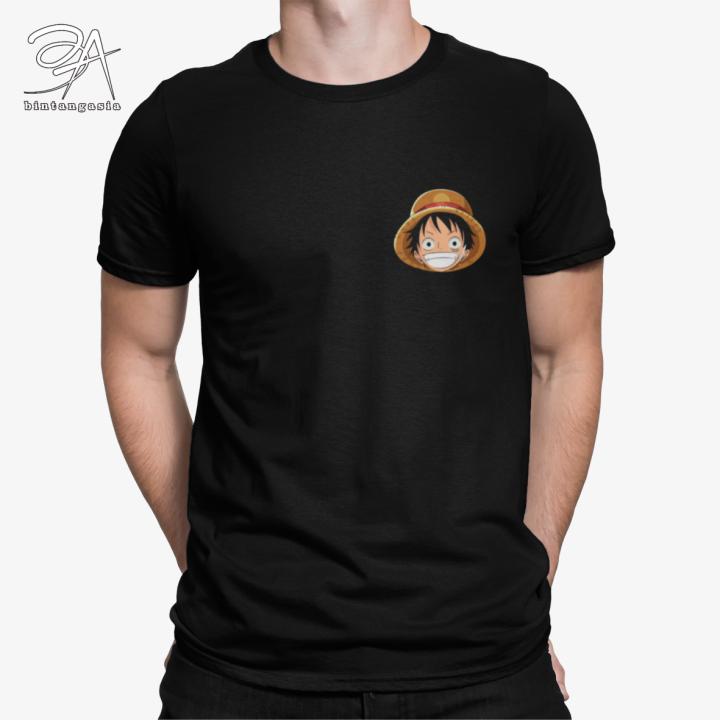 BA054 Kaos Anime Luffy One Piece Sablon Depan Dada Kiri | Lazada Indonesia