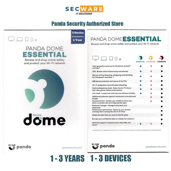 Panda Dome Essential (1-3 Years 1-3 Devices) for Windows Mac Android ...