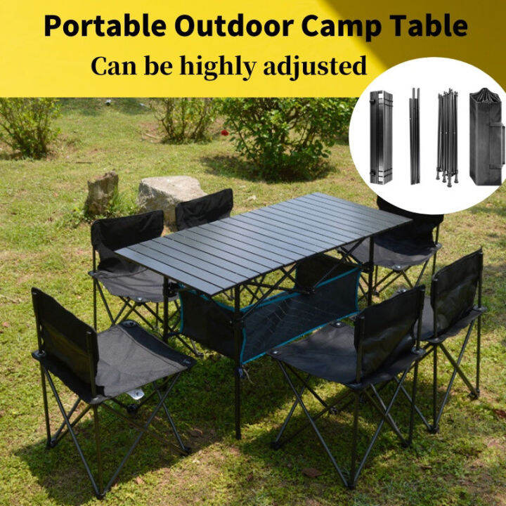 ZOOM120*55*90cm Outdoor Folding Table Camping Aluminium Alloy BBQ ...