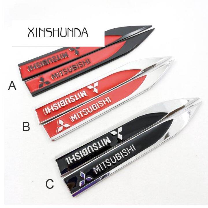 XSD 2 X Metal MITSUBISHI Logo Car Side Fender Blade Emblem Badge ...