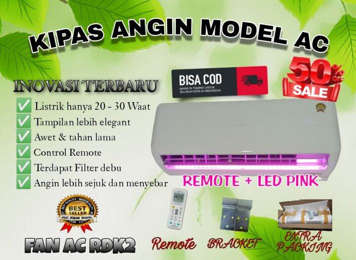 Kipas Angin Model Ac 2pk Pakai Remote + LED PINK | Lazada Indonesia