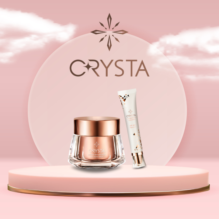Crysta Glowing Set - คริสต้าเซรั่มคู่กับคริสต้าครีมกันแดด สวยใส ท้าแดด ...
