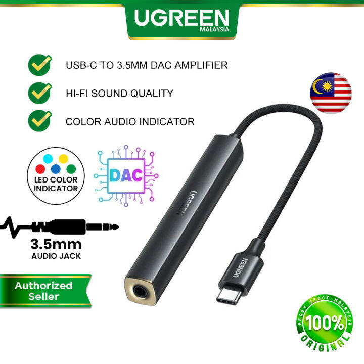 UGREEN USB C to AUX 3.5mm Premium DAC Chip Audio Amplifier with LED ...