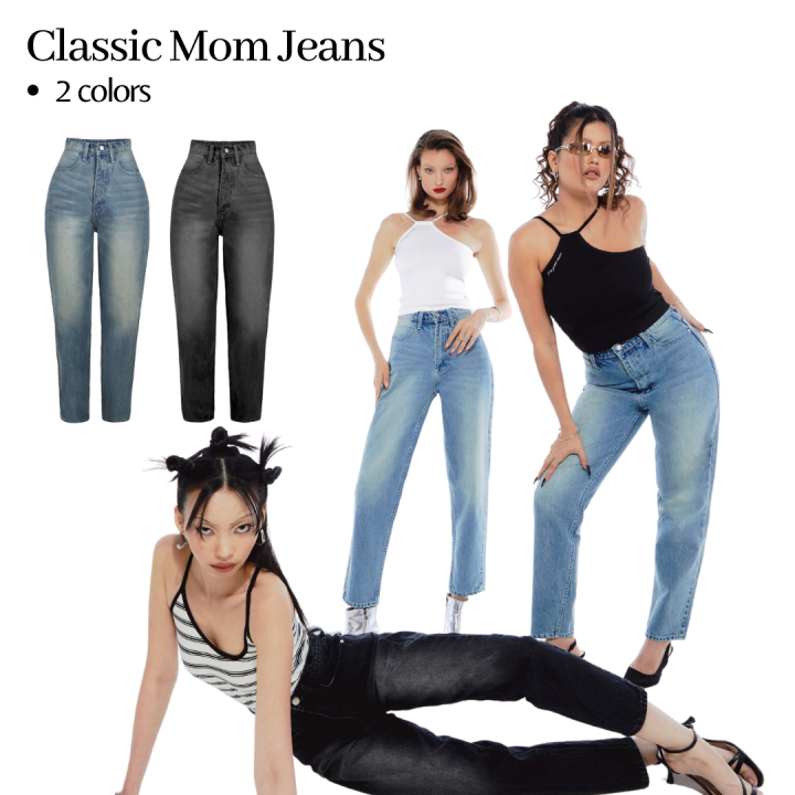 Merge Official - Classic Mom Jeans (พร้อมส่ง) | Lazada.co.th