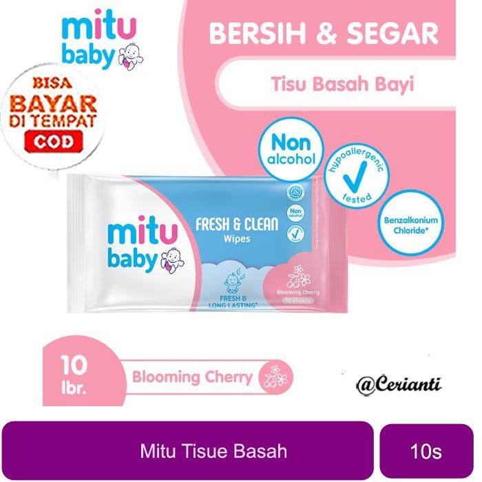 Mitu Baby Fresh Clean Wipes BLOOMING CHERRY 10S - Tisu Basah Bayi Lynn ...
