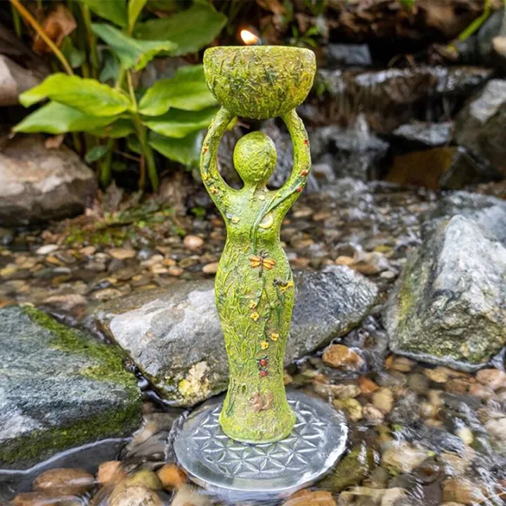 Senvy🔥 Candle Holder Candlesticks Goddess Garden Statue Green Ornaments ...