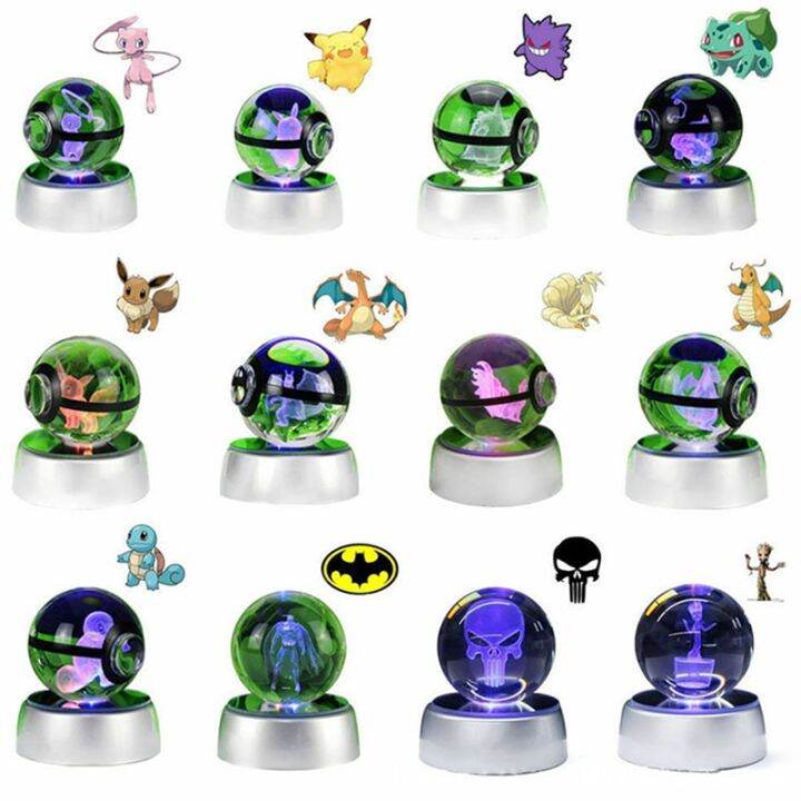 3D Pokemon Crystal Ball Toys Snorlax Mewtwo Pikachu Figures Pokémon ...