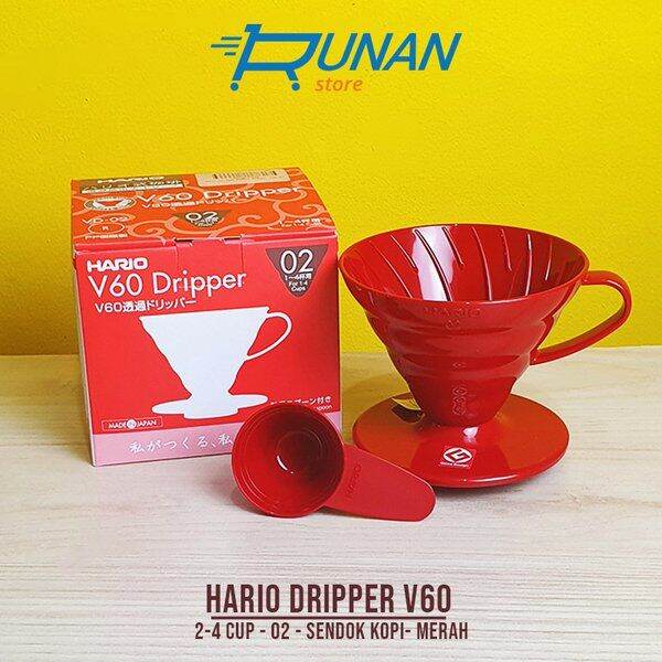 Hario V60 Dripper Plastik 02 Manual Brew Coffee Drip V60 Set Merah ...