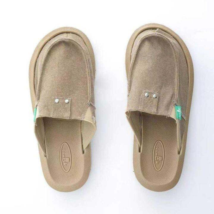 Korean sanuk half shoes men's canvas Sanuk slippers sand beach shoes ...