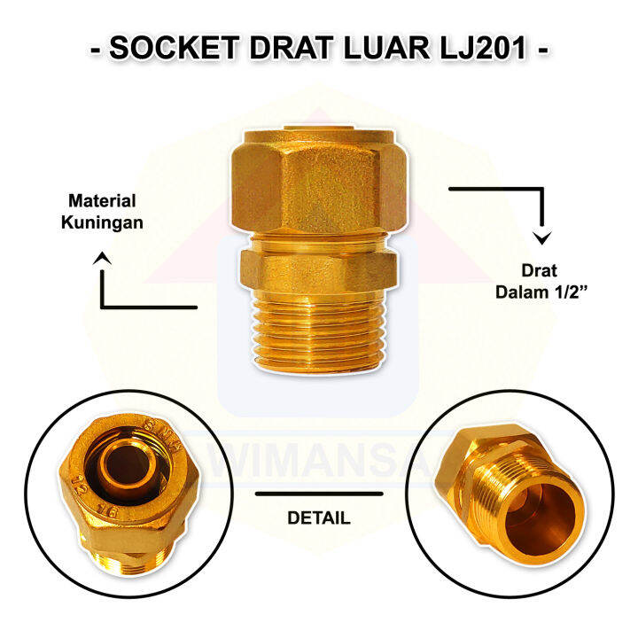 WMS-SOCKET DRAT LUAR AIR PANAS 1/2 INCH LJ201 MUYA - PENYAMBUNG PIPA ...