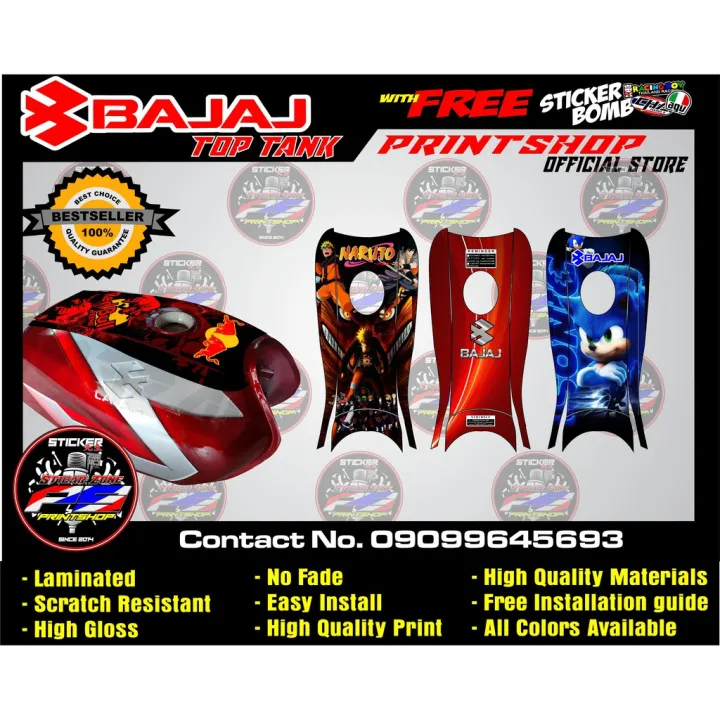 Bajaj 100 125 Top Gas Tank Sticker Decals High Quality, Durable ...