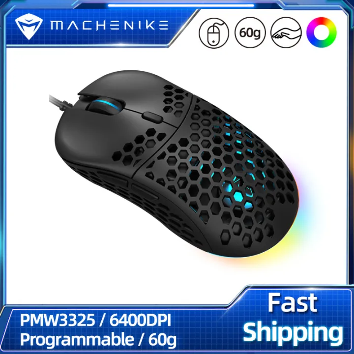 Machenike Gaming Mouse PMW3325 Optical Sensor 60g Light Wired Mice ...