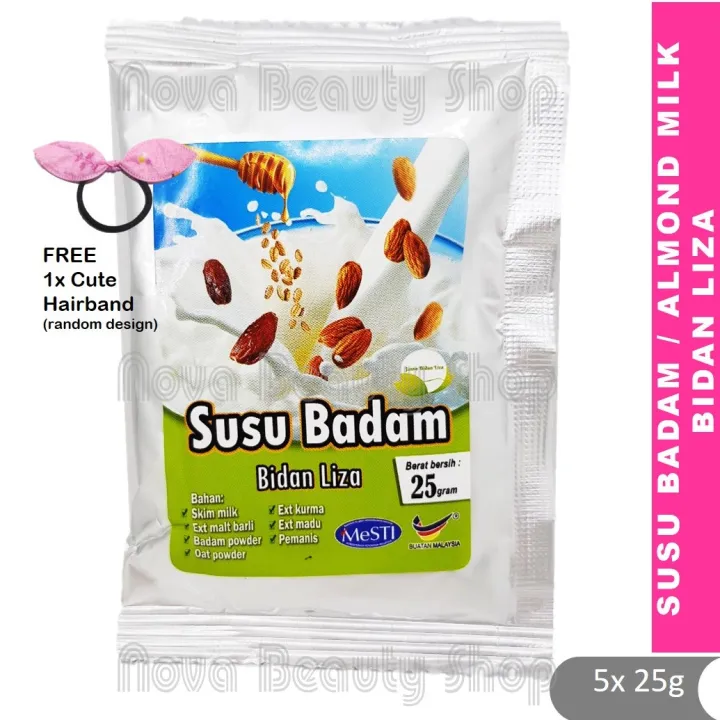 Susu Badam Bidan Liza / Almond Milk 5 sachets x 25g menyihatkan tubuh ...