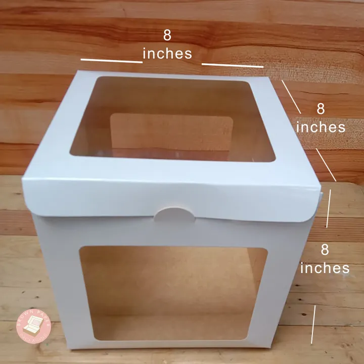8x8x8 Preformed Tall Box with 8" Cake Board in packs of 2pcs (Brown ...