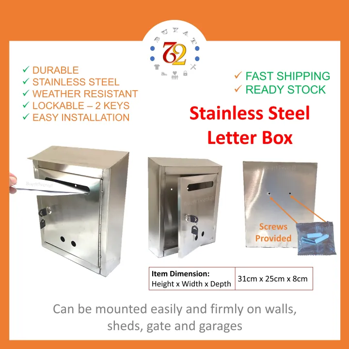 Stainless Steel Key Locker Waterproof Letter Box / Outdoor Wall Mailbox ...