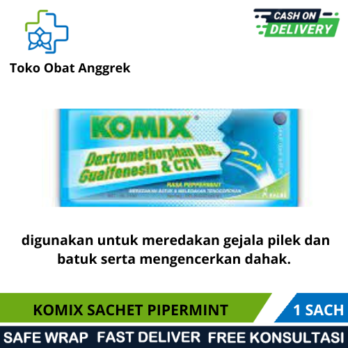 KOMIX SACHET PEPPERMINT/OBAT BATUK BERDAHAK /OBAT BATUK SACHET | Lazada ...