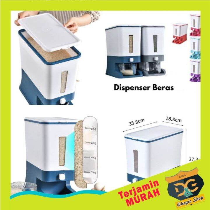 Dispenser Beras 12KG Rice Box Tempat Penyimpanan Beras Otomatis 12L ...