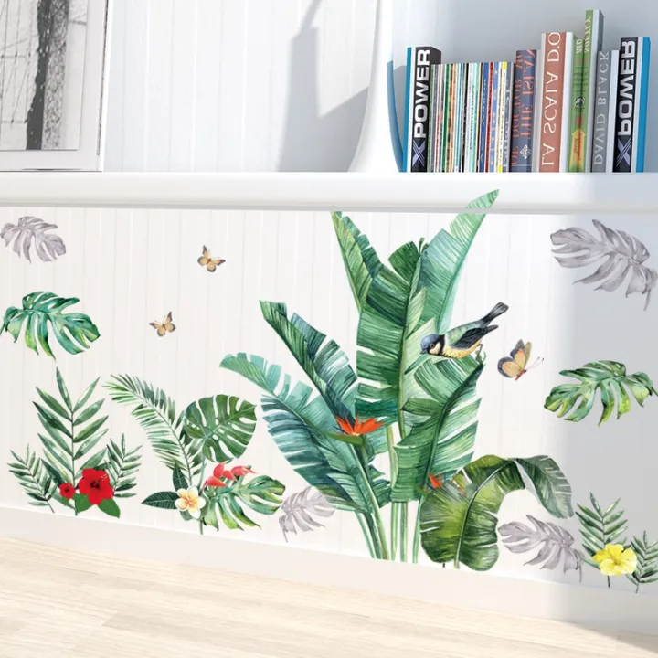 wall stiker dinding / walstiker dinding wallpaper （60cm*90cm）pvc transparan motif daun mostera ...