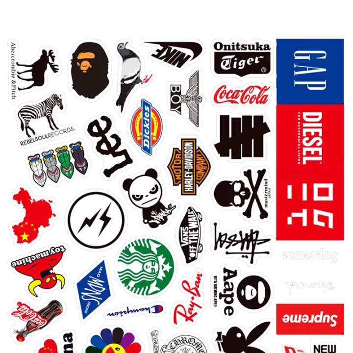 58Pcs Fashion LOGO Stickers Skateboard Laptop Luggage Guitar Bike Car ...