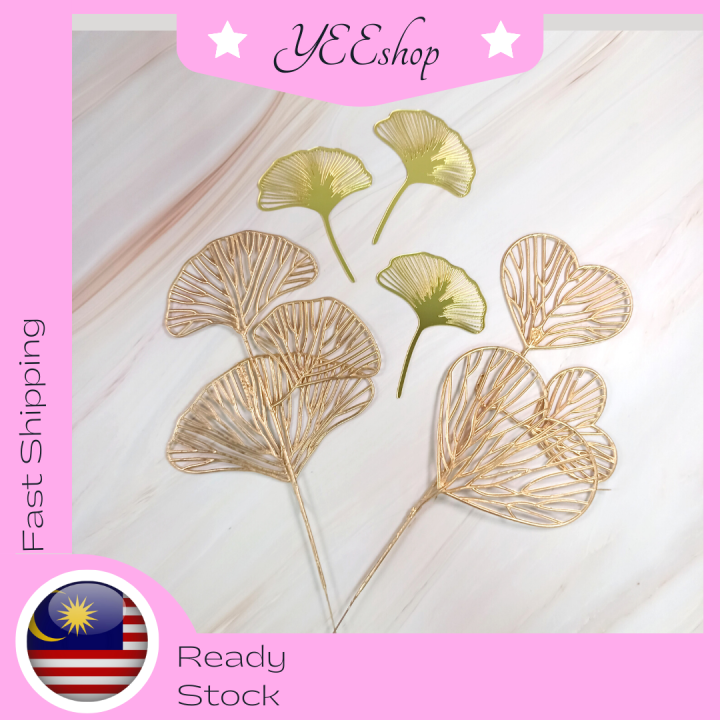 | Cake Decoration | Gold Artificial Ginkgo Leaf Acrylic Birthday Cake ...